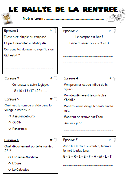 Rallye de rentrée – Une activité coopérative de culture générale ...